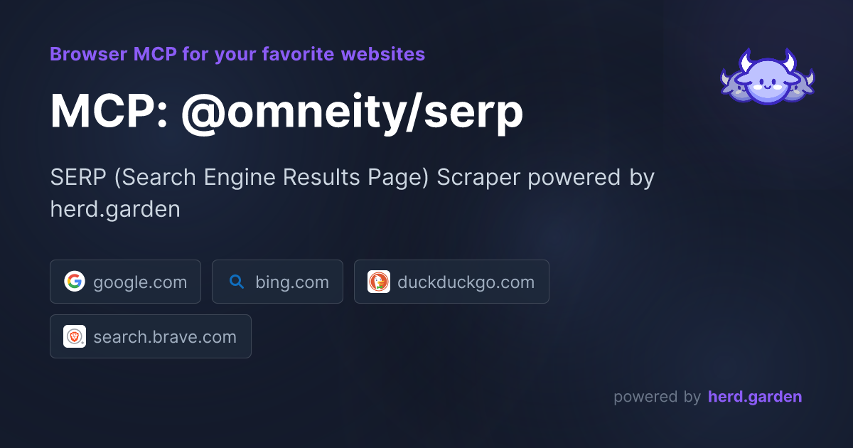 @omneity/serp - MCP & API, Herd Trail Hub